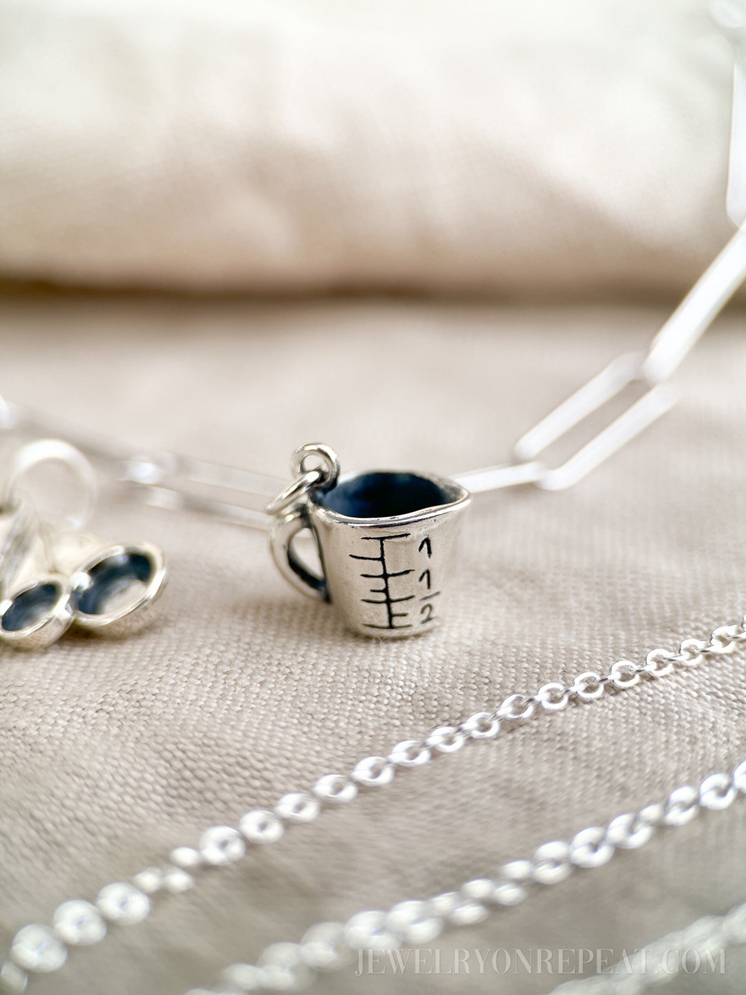Sterling Silver Measuring Cup Charm Pendant, Cooking & Baking Themed ...