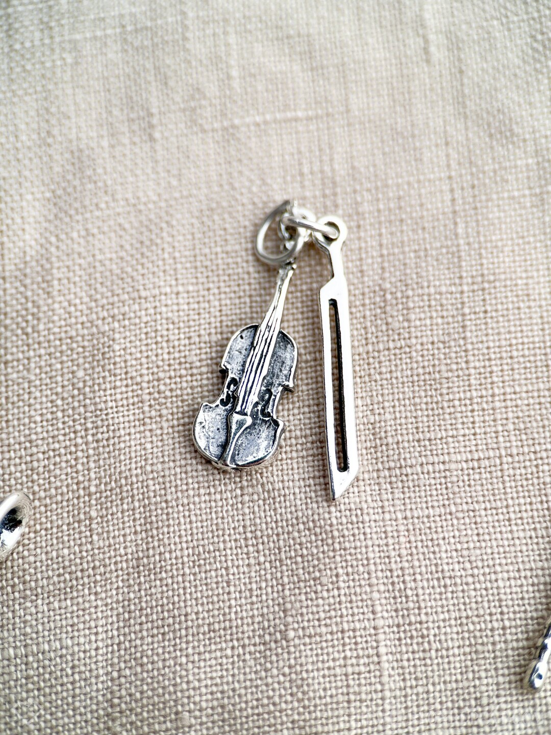 Sterling Silver Violin Pendant: Musical Instrument Charm for Necklaces ...