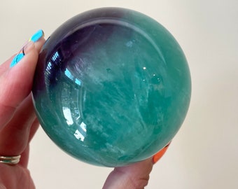 Watermelon Fluorite Sphere, Aqua Green Rainbow Fluorite Sphere, Home ...