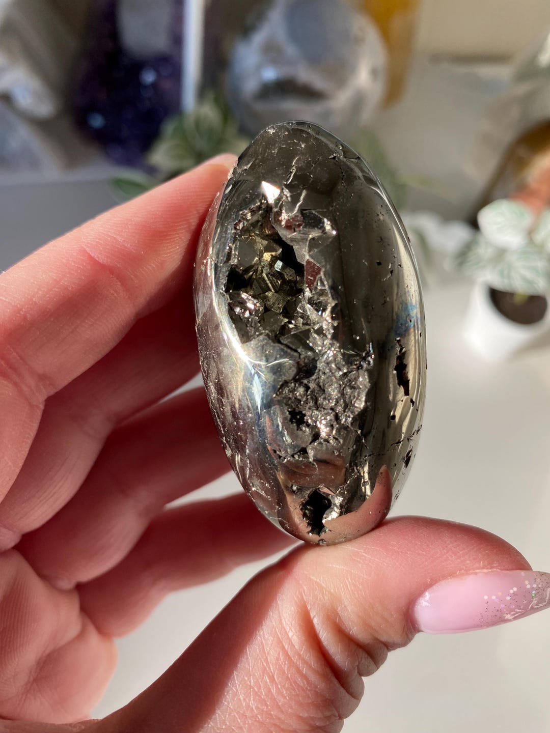 Peru Pyrite Lingam Shiva Palm Stone - Etsy