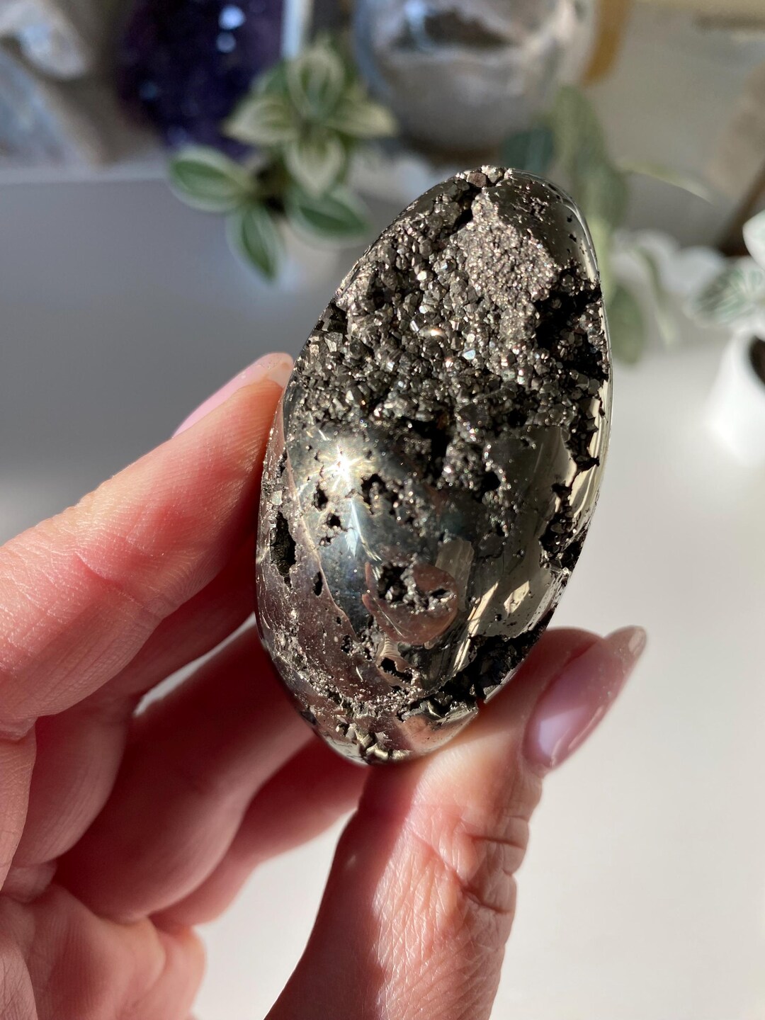 Peru Pyrite Lingam Shiva Palm Stone - Etsy
