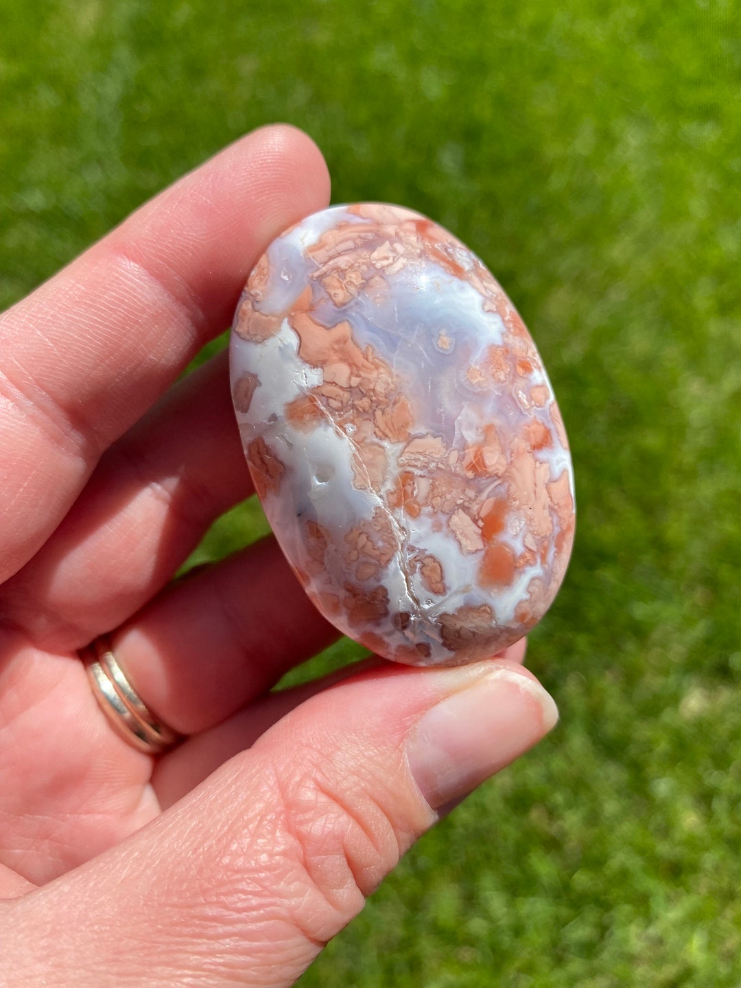 Pink Agate Cotton Candy Agate Palm Stone PAGP03 - Etsy