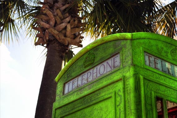 Green Phone Booth Photo HDR Photograph Neon Green Brown | Etsy
