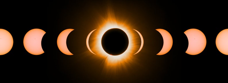 Total Solar Eclipse Ultra-wide Panorama, Orange and Black, Fine ...