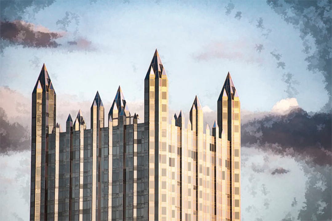 PPG Building Stylized Photo, Color Stylized Photograph, Blue, Rose Gold ...