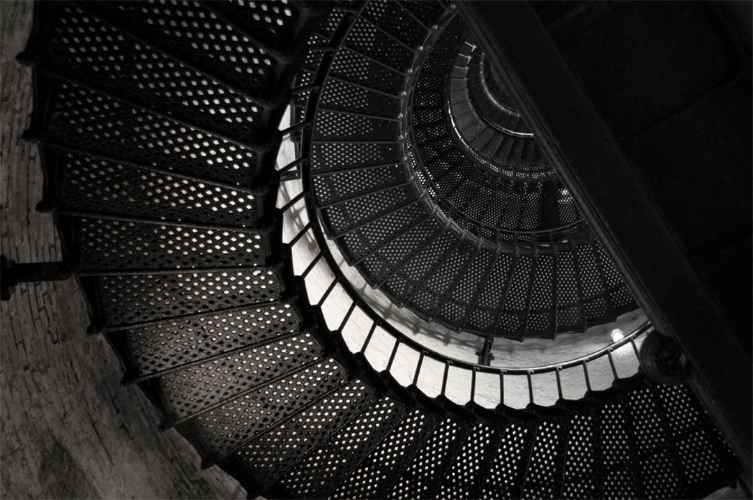 Lighthouse Staircase Photo, Black, White and Brown, Fine Photography ...