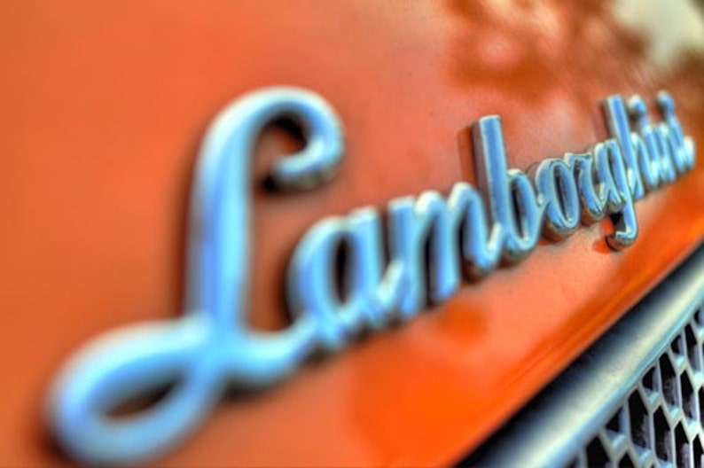 Lamborghini Logo Photo, HDR Macro Photograph, Silver and Orange, Fine ...