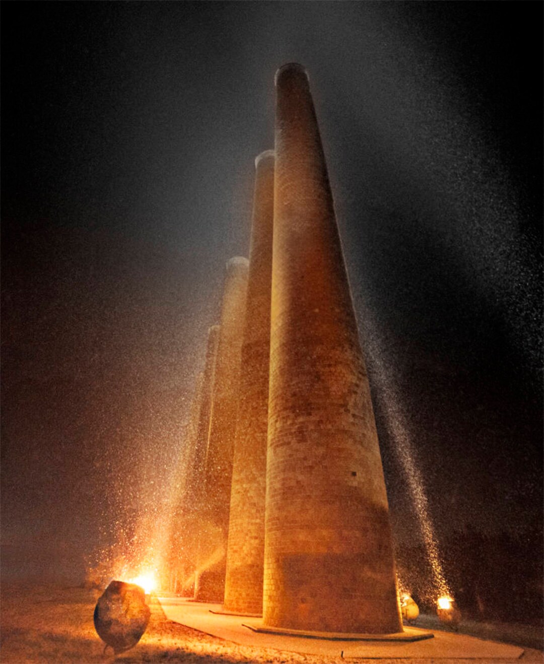 Homestead Steel Mill Smokestacks Photo, Black, Gold, and Orange, Fine ...