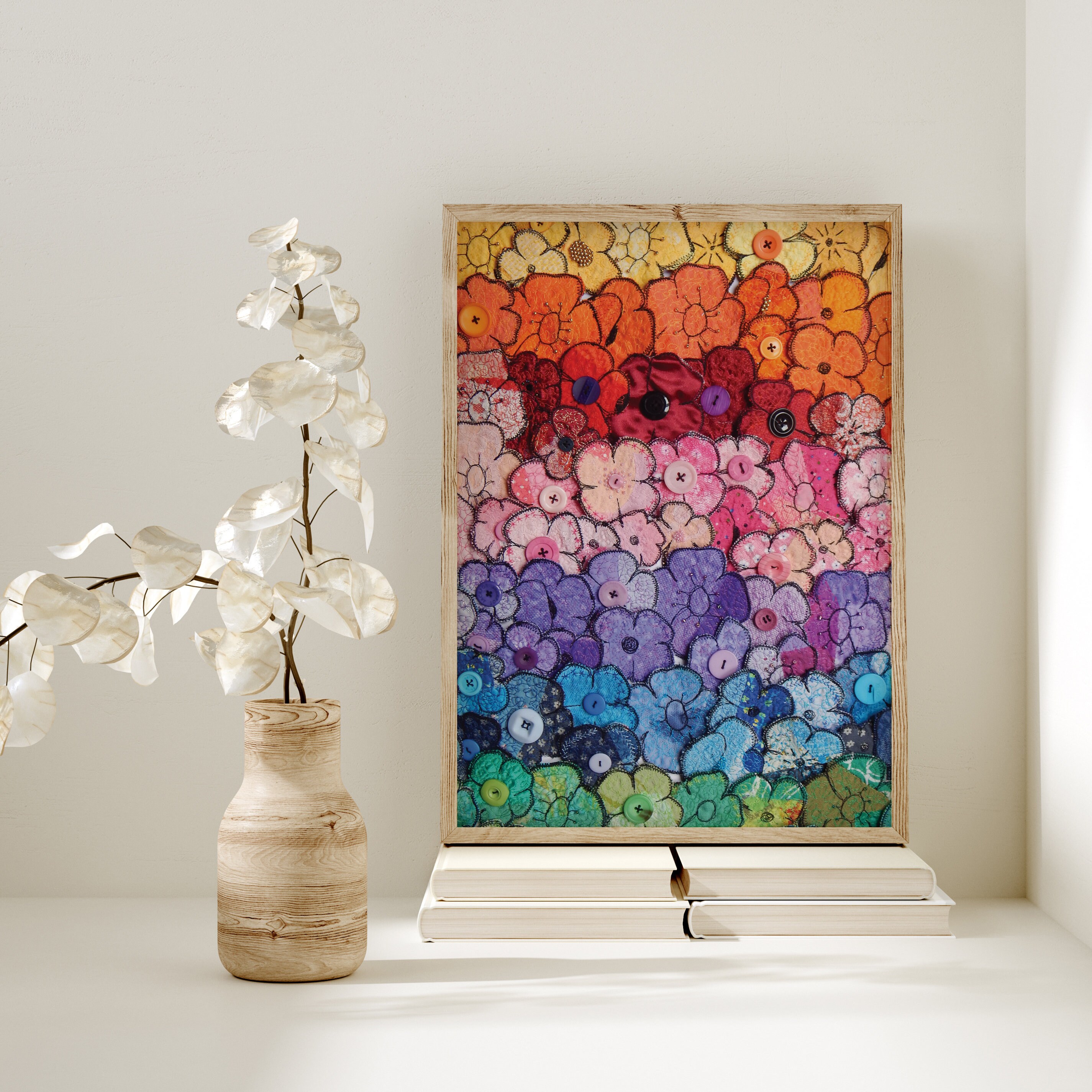 A3 A4 Rainbow Flower Print Floral Wall Decor Botanical Art - Etsy UK