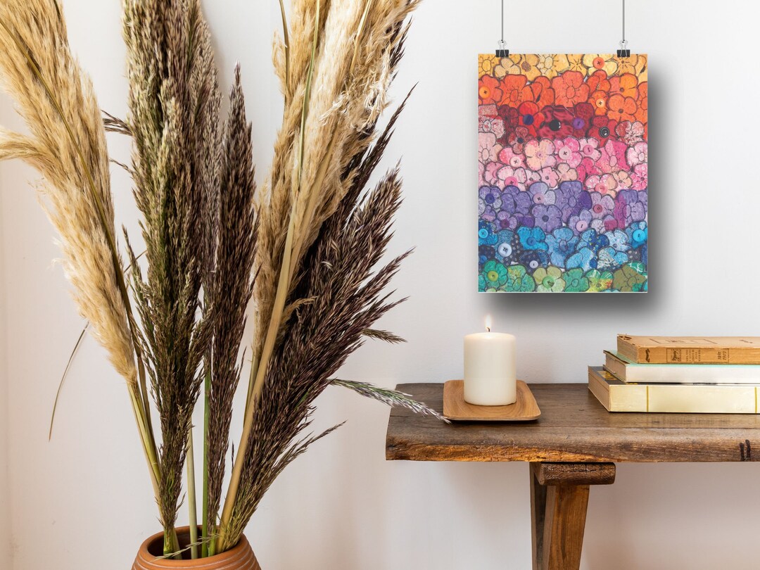 A3 A4 Rainbow Flower Print, Floral Wall Decor, Botanical Art - Etsy UK