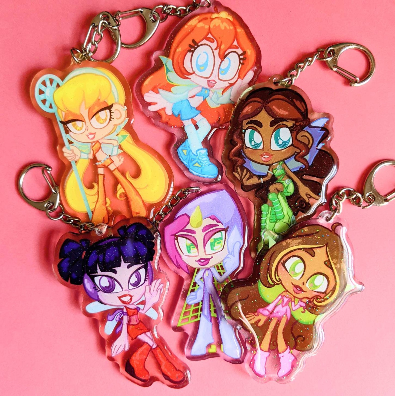 Winx Club Glitter Acrylic Keychains - Etsy