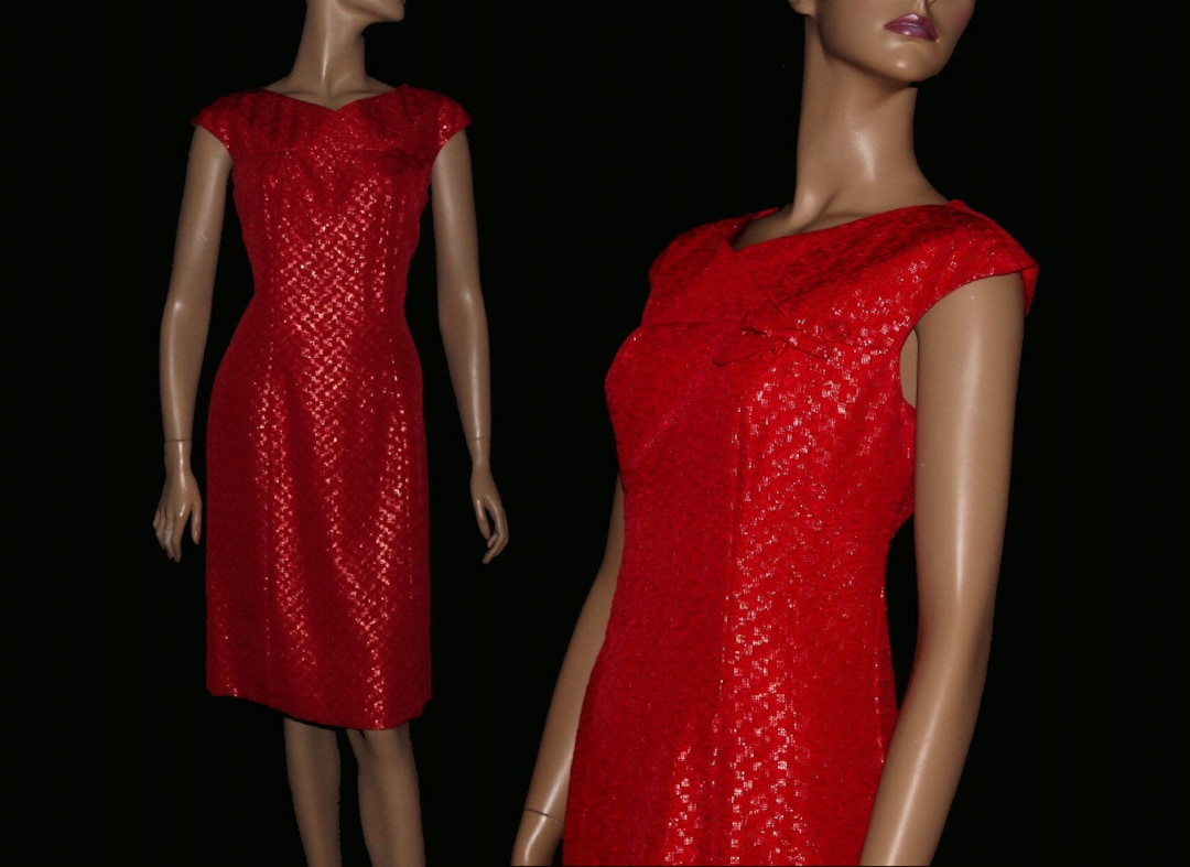 Vintage 1960s Red Dress Tailored Red Sleeveless Dress Cocktail Party ...
