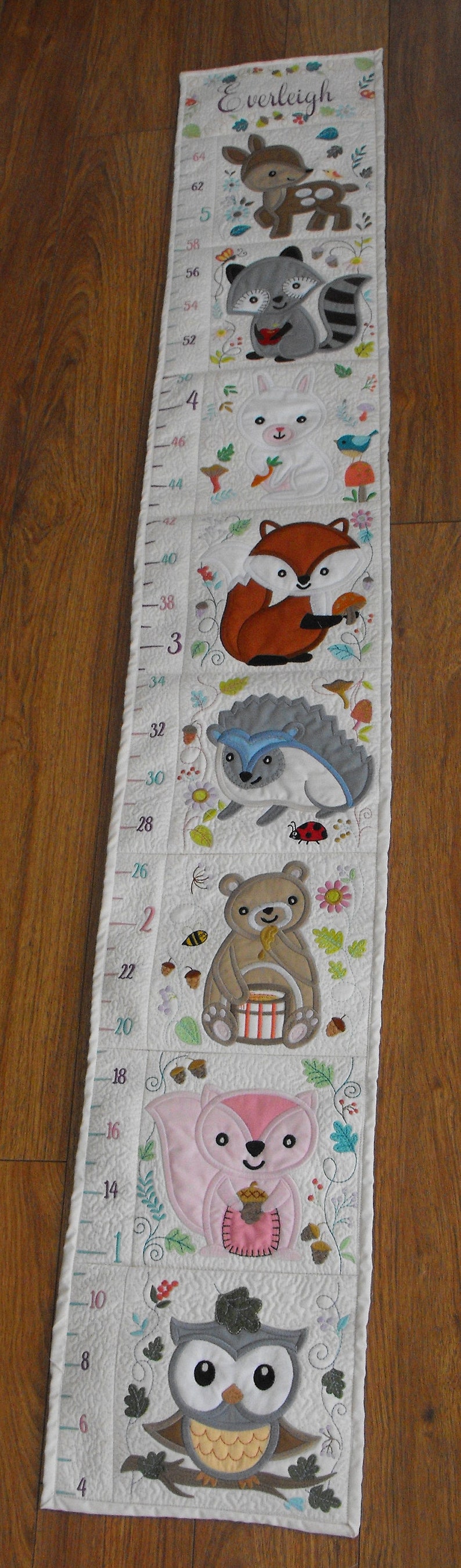 Growth Chart Quilted Kids Growth Chart Appliqued Growth Chart Birthday ...