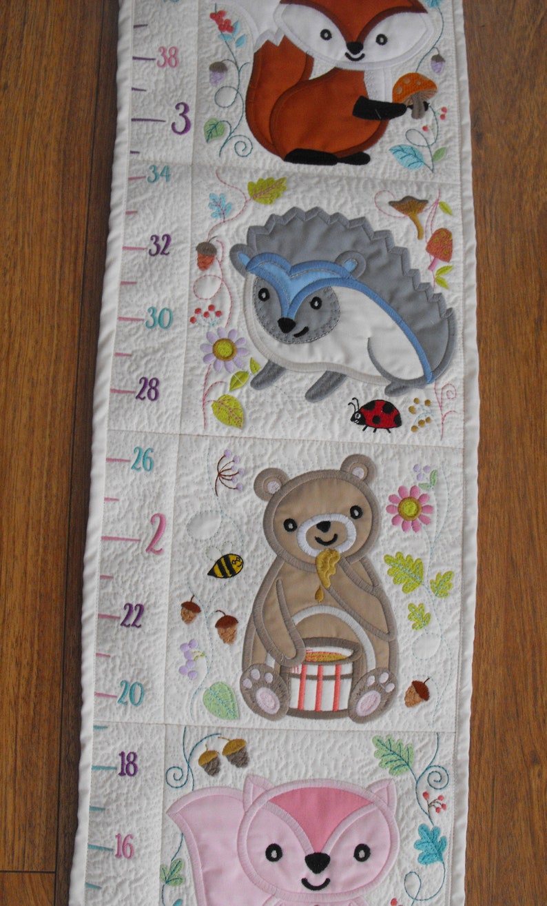 Growth Chart Quilted Kids Growth Chart Appliqued Growth Chart Birthday ...