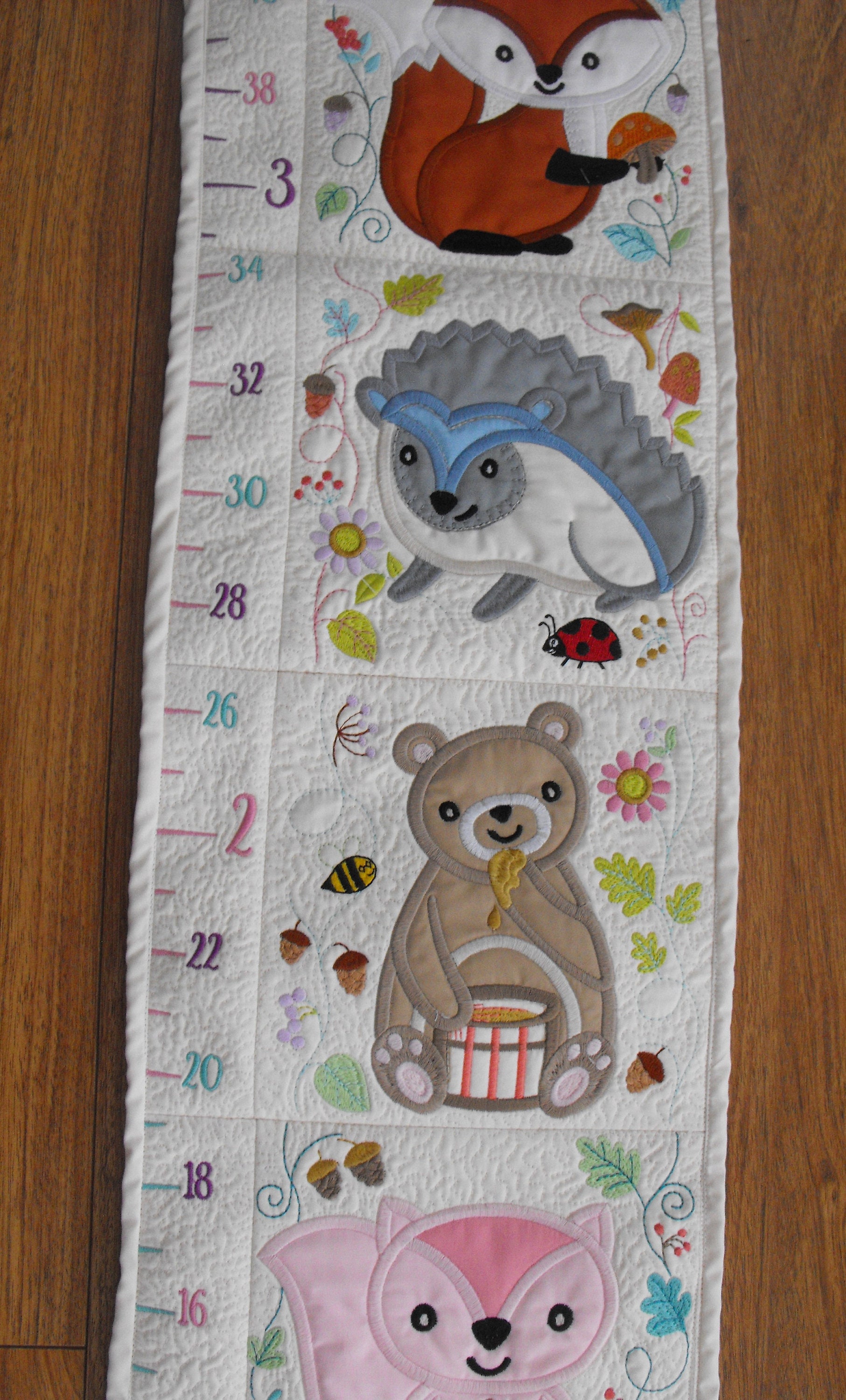 Growth Chart Quilted Kids Growth Chart Appliqued Growth Chart Birthday ...