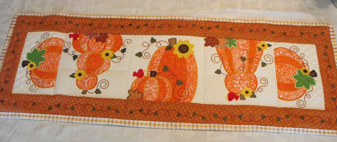 Fall Table Runner, Quilted Table Runner, Embroidered Table Runner ...