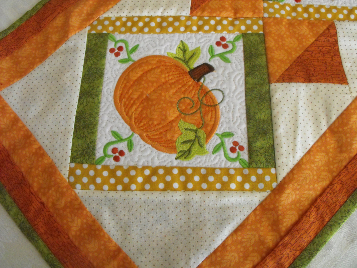 Fall Table Runner, Quilted Table Runner, Embroidered Table Runner ...