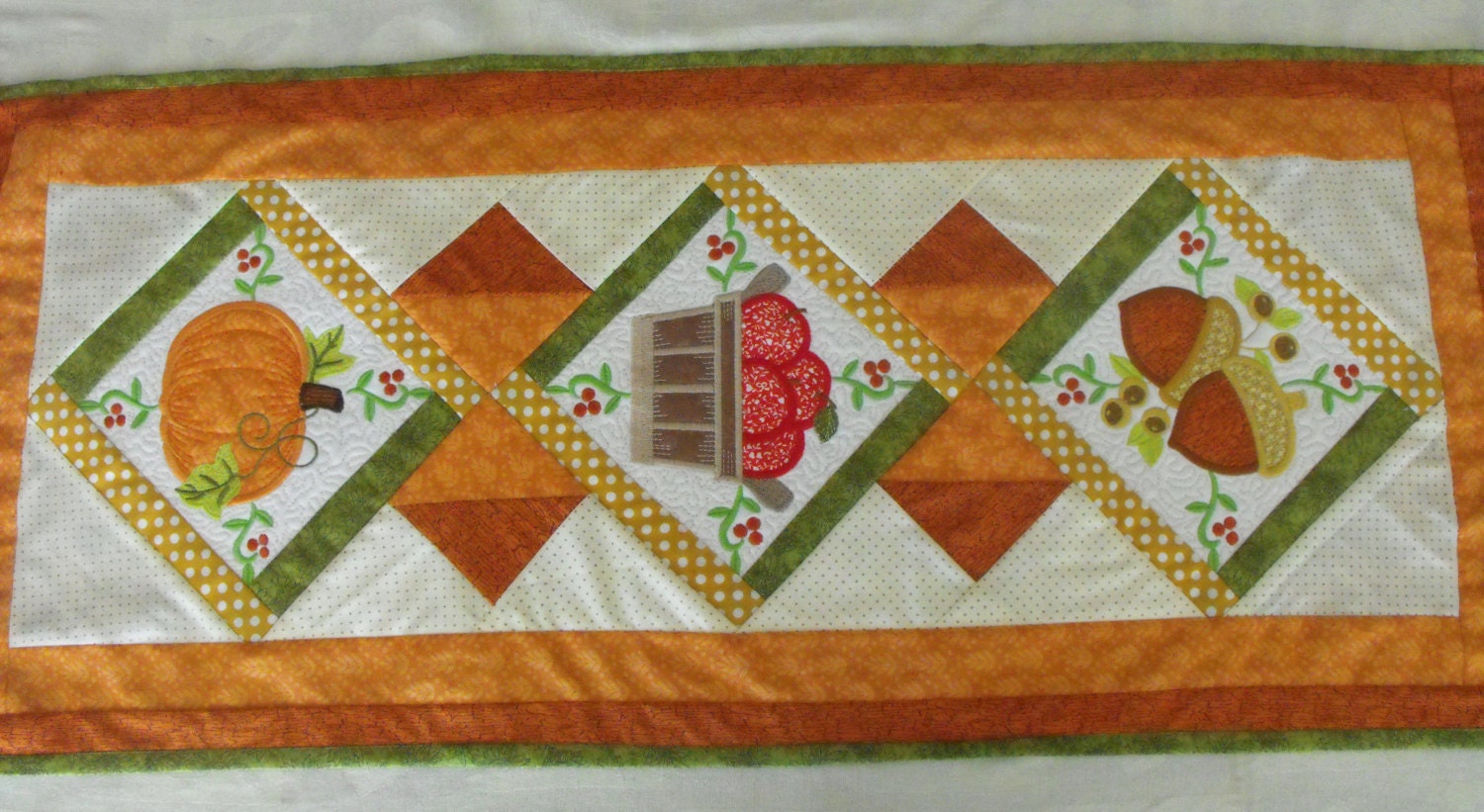 Fall Table Runner, Quilted Table Runner, Embroidered Table Runner ...