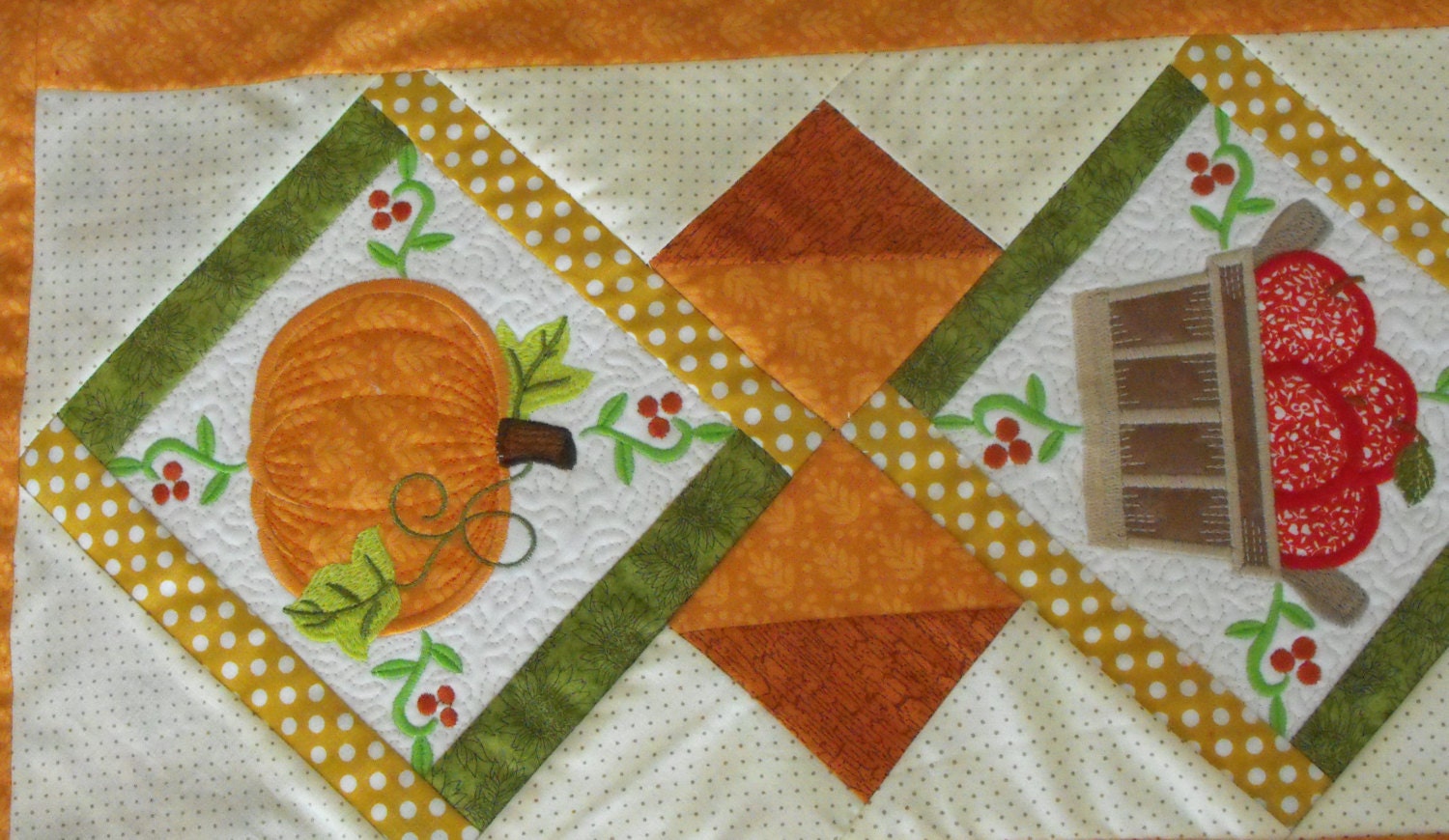 Fall Table Runner, Quilted Table Runner, Embroidered Table Runner ...