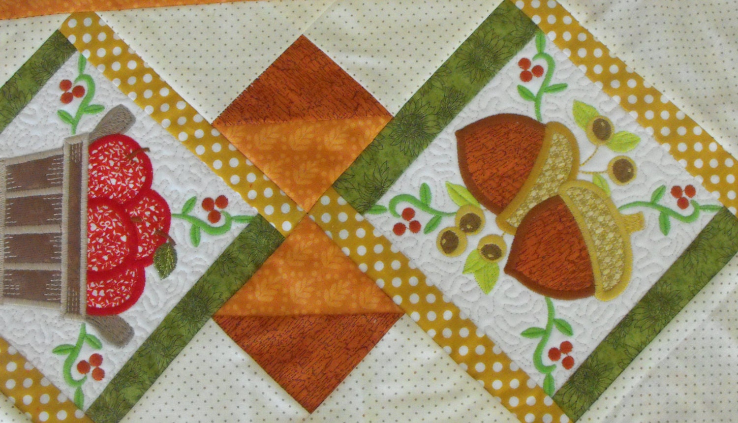 Fall Table Runner, Quilted Table Runner, Embroidered Table Runner ...