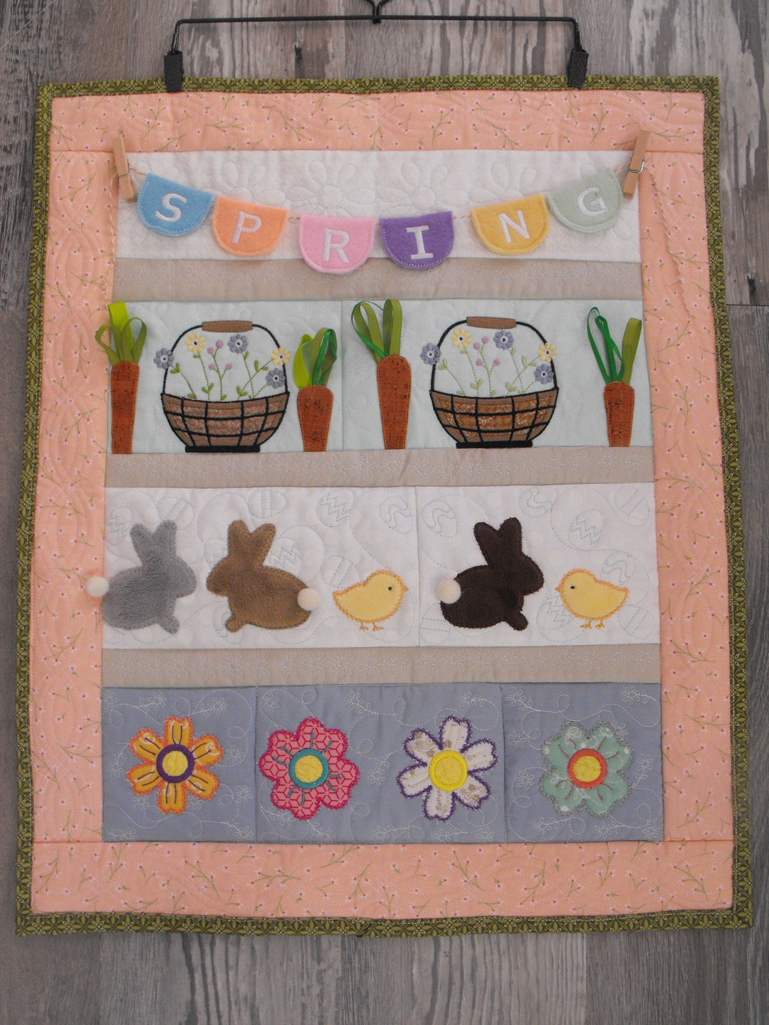 Easter Wall Hanging Quilted Wall Hanging Spring Wall Hanging Appliqued ...