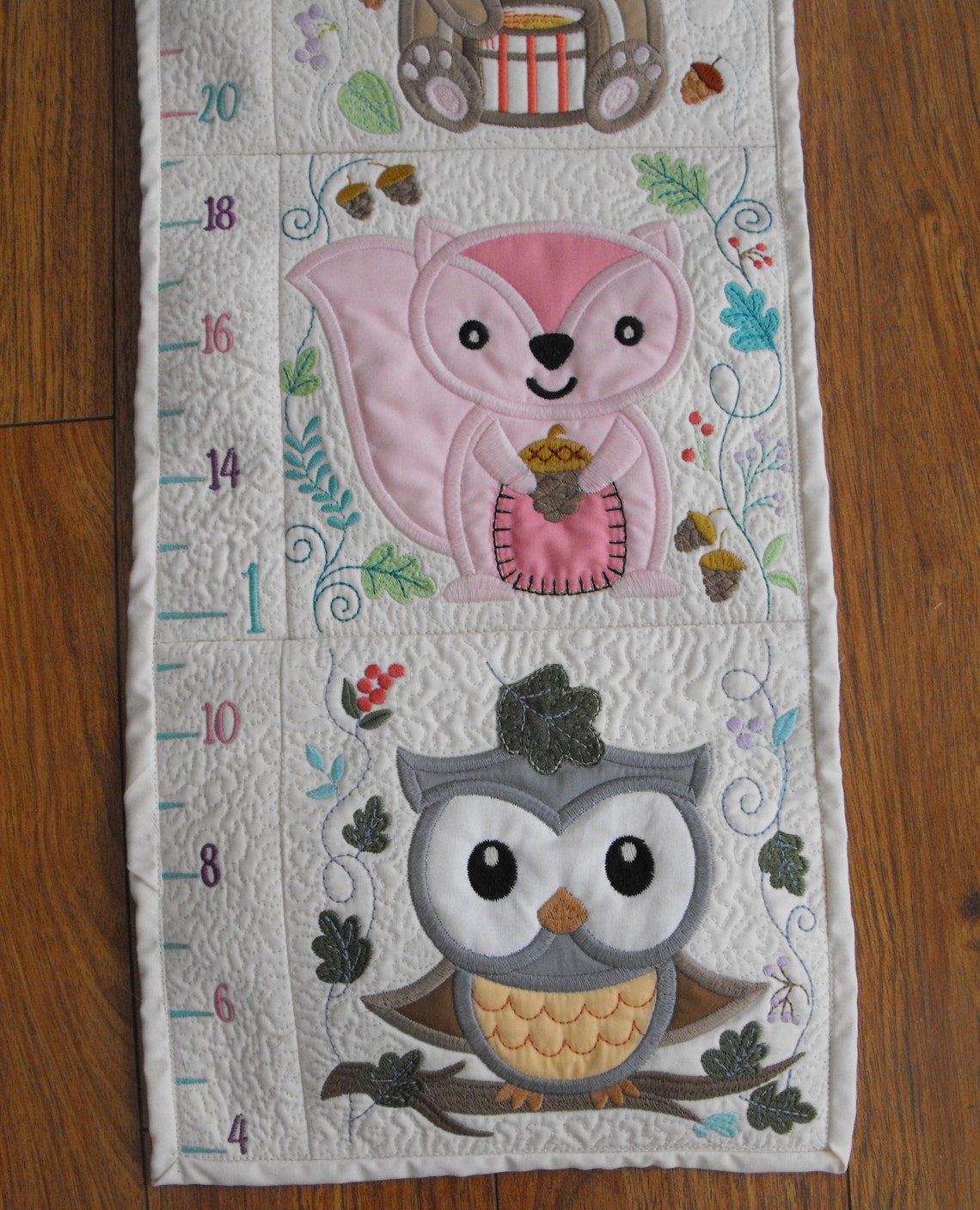 Growth Chart Quilted Kids Growth Chart Appliqued Growth Chart Birthday ...