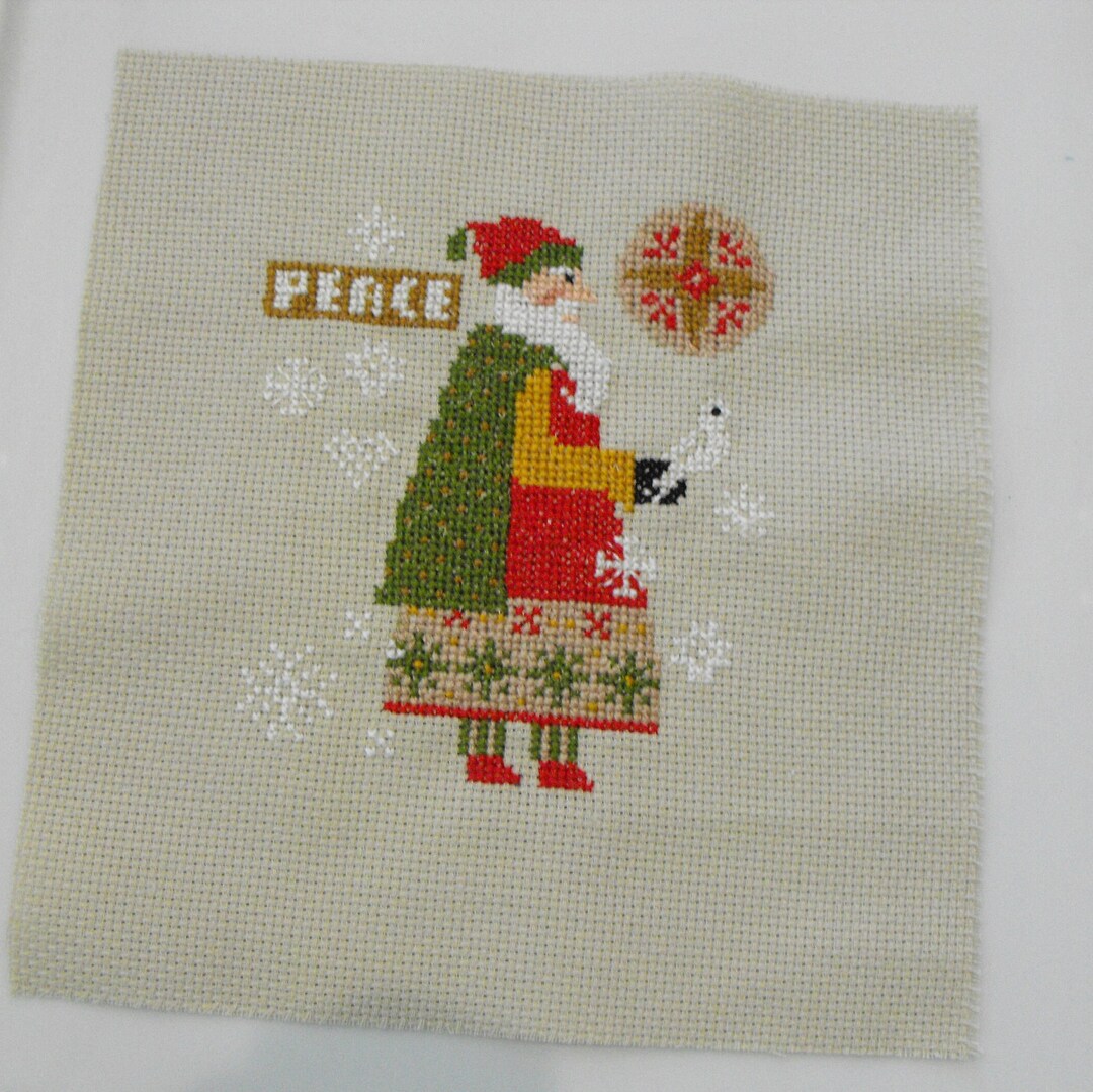 Completed Cross Stitch Wee Santa 2021 for DIY Crafts Tray Accent Shelf ...