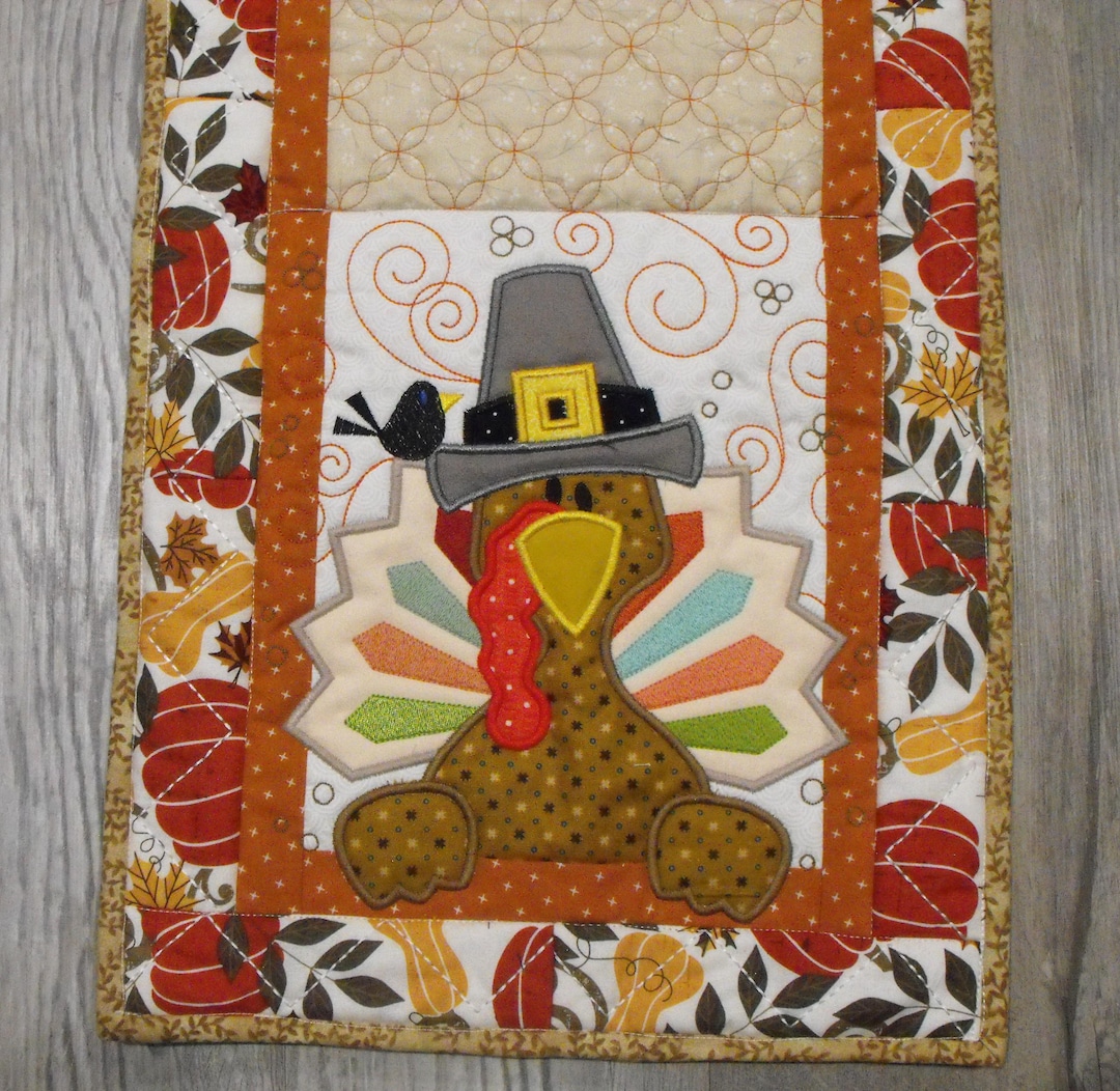 Turkey Table Runner, Quilted Table Runner, Embroidered Table Runner ...