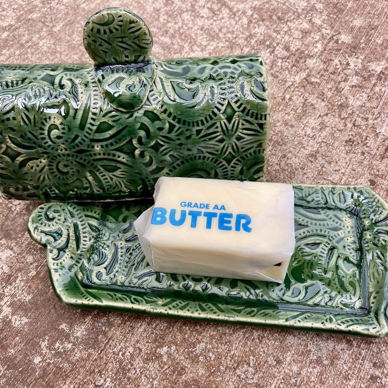 Green Butter Dish - Etsy