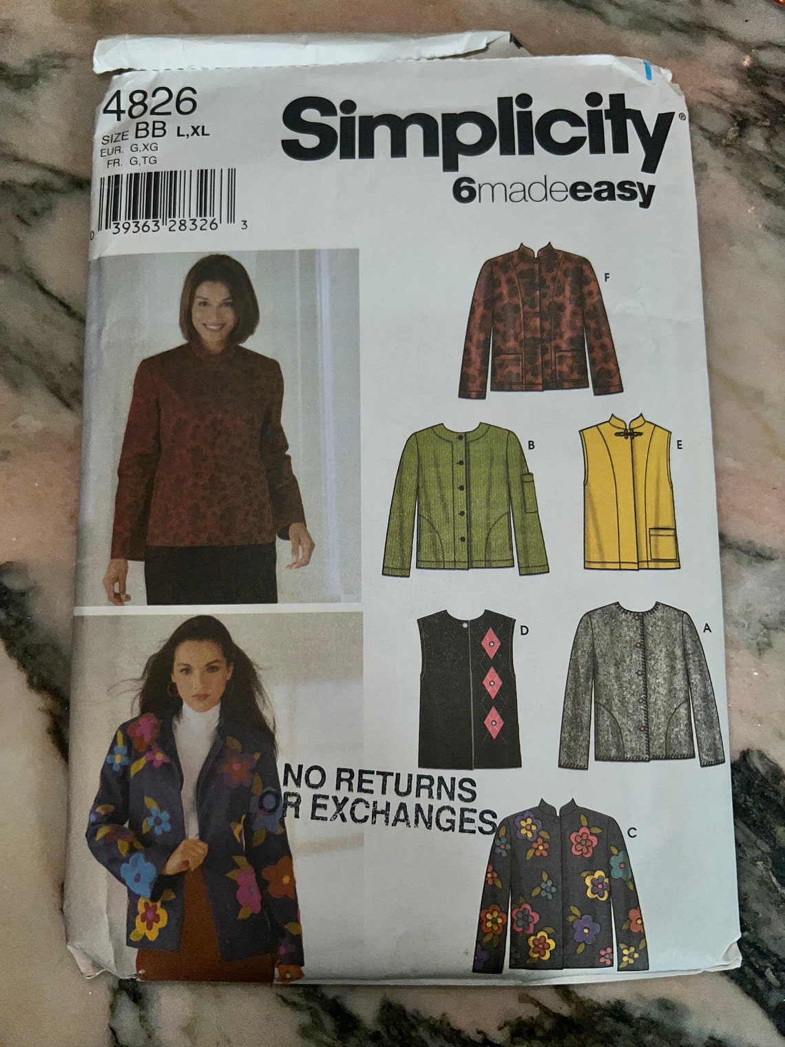 Simplicity Jacket, Vest Pattern 4826 - Etsy