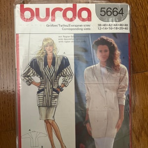 Burda 80s Jacket Paper Pattern 5664 - Etsy