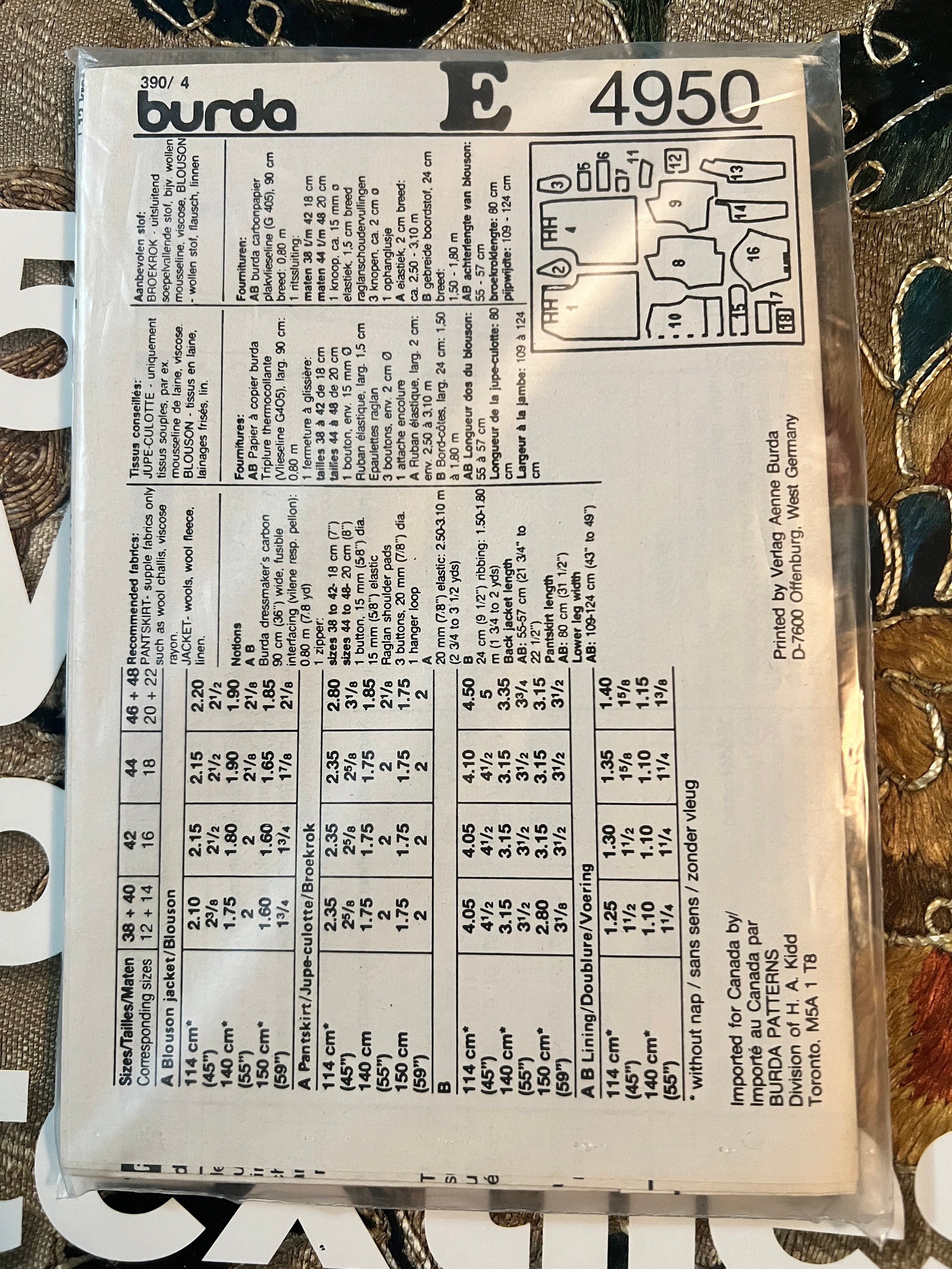 Burda 4950 Jacket and Goucho Pant Pattern - Etsy