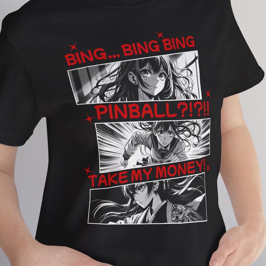 Anime Girl Vintage Style Pinball T-shirt Unisex Jersey Short Sleeve Tee ...