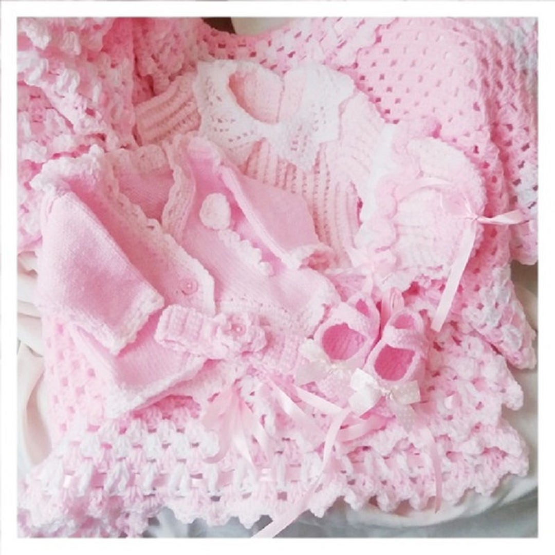 Baby Knitting Pattern Baby Layette, Matinee Set, Baby Pram Set Knitting ...