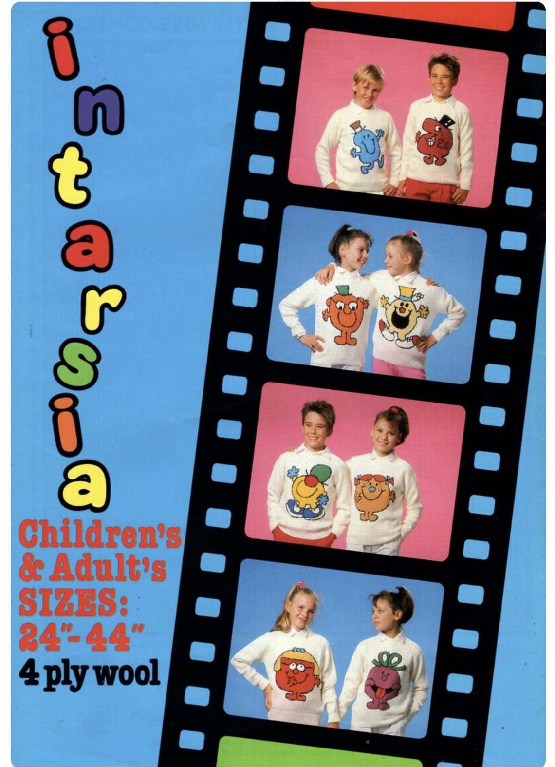 Mr. Men Vintage Knitting Pattern for Family Jumpers in 4 Ply Yarn NOT A ...