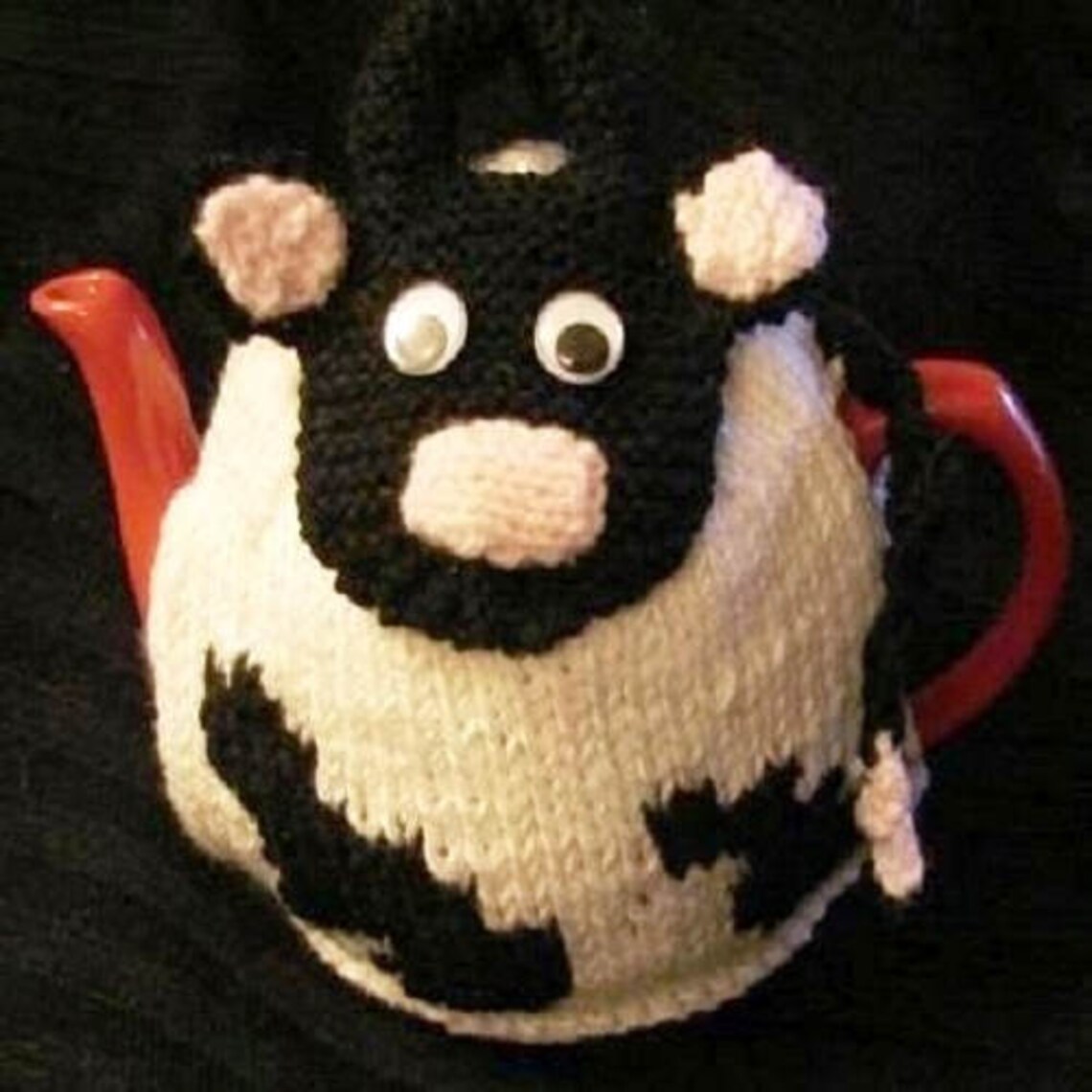 Tea Cosy Knitting Pattern. Dairy Cow Tea Cosy. Knitted Cow Tea Cozy ...