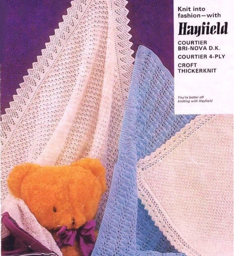 VINTAGE KNITTING PATTERNS for Baby Shawls in 3 Ply 4 Ply and Double ...