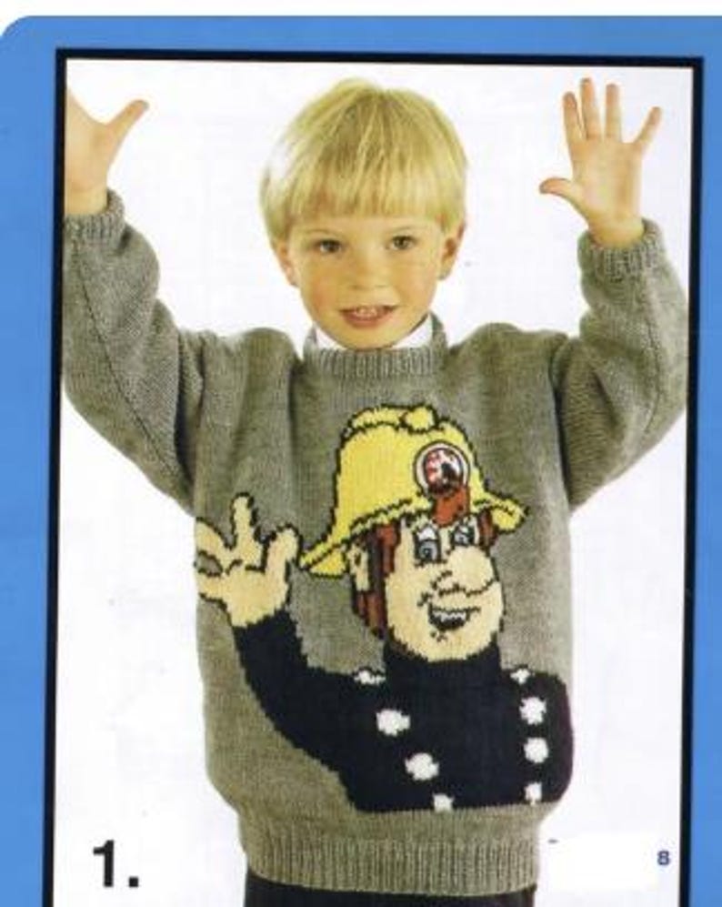 Fireman Sam Jumper Knitting Pattern Pdf Knitting Pattern for Jumper for ...