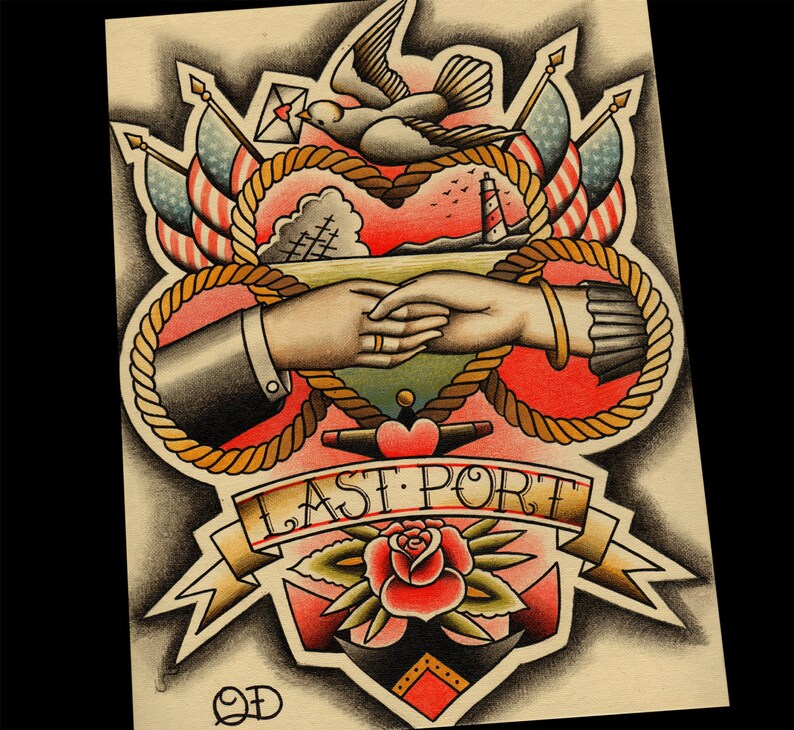Last Port Traditional Tattoo Print - Etsy
