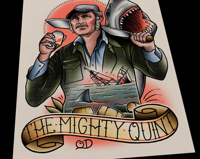 The Mighty Quint Tattoo Print - Etsy