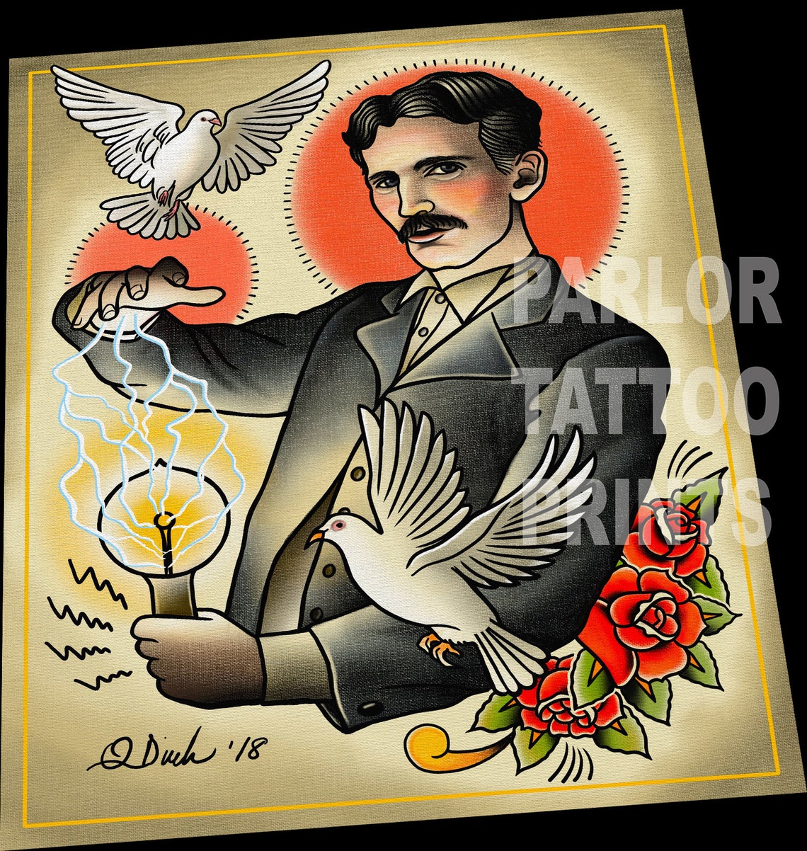 Nikola Tesla Tattoo Art Print - Etsy