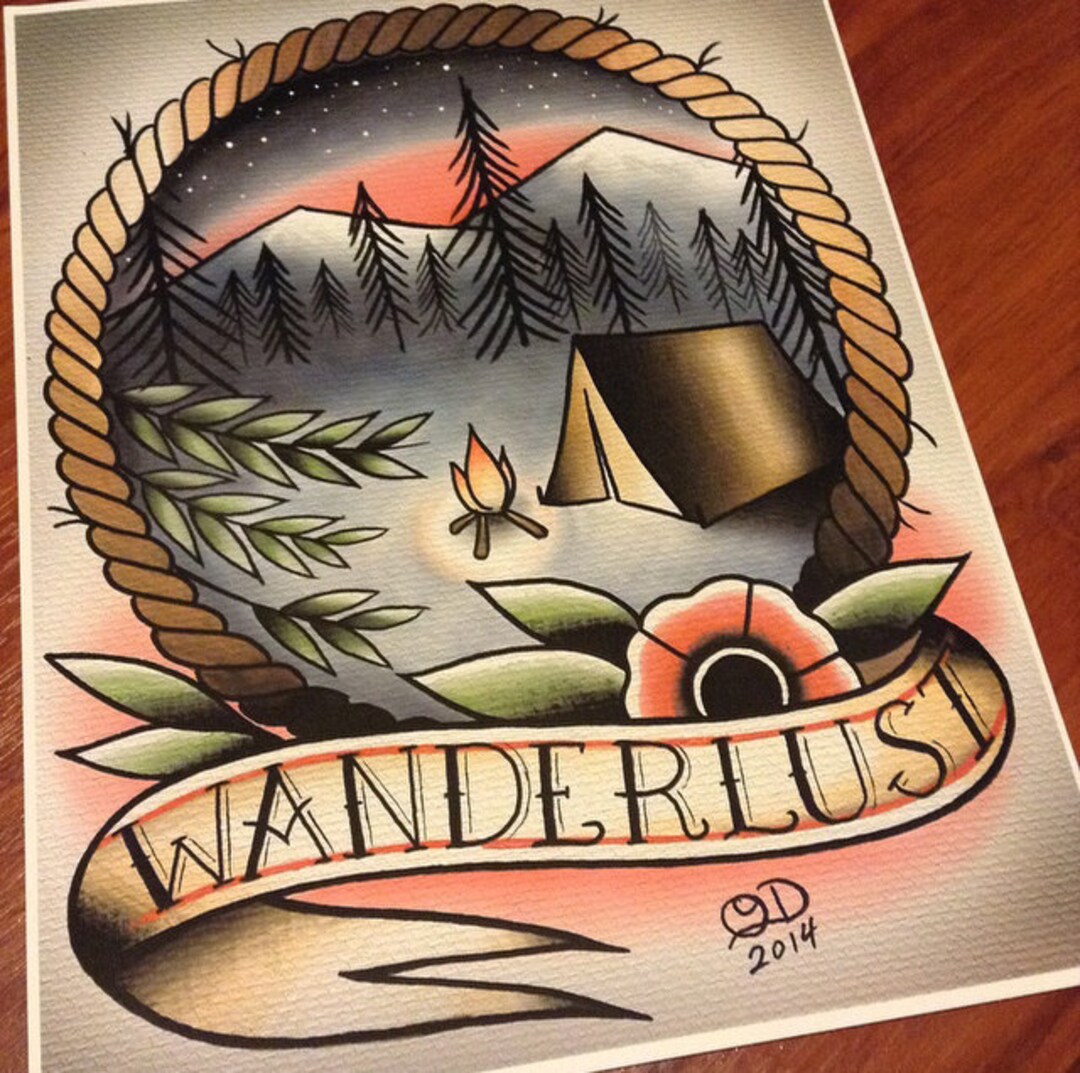 Wanderlust Tattoo Art Print - Etsy