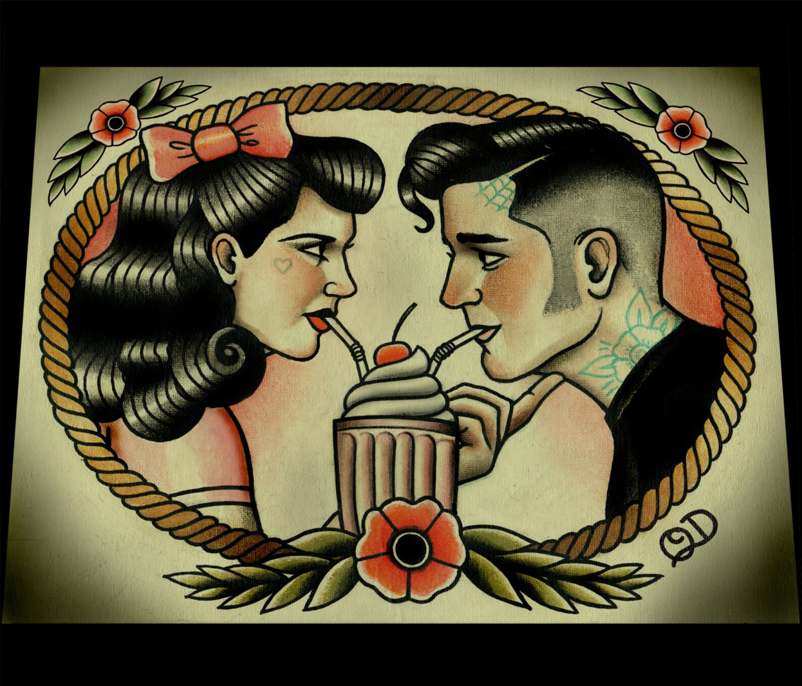 Rockabilly Sweethearts Art Print - Etsy