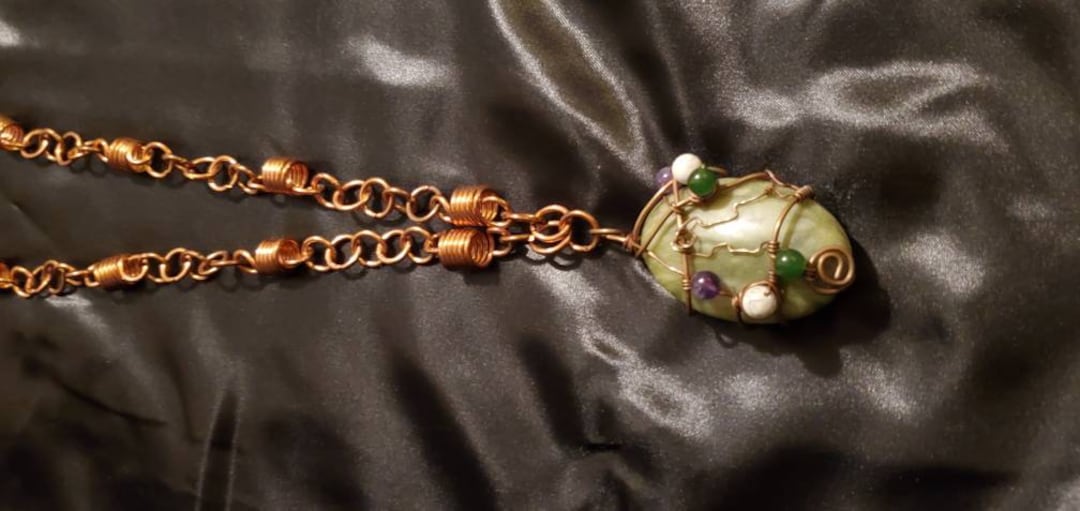 Jade Multi-gemstone Necklace| Pure Copper, Unique & Original Design by ...