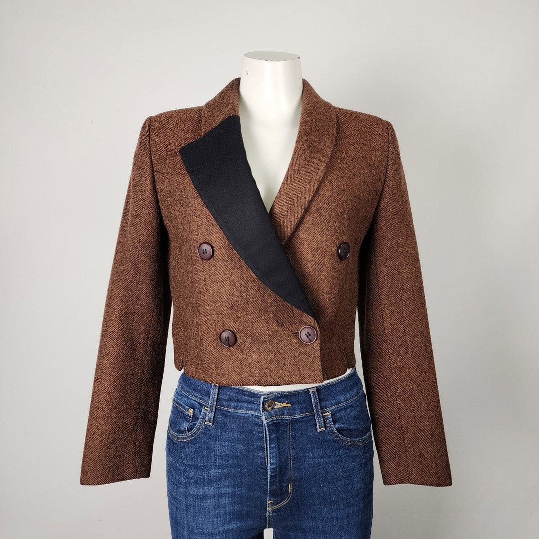 Vintage Michel Robichaud Brown Wool Cropped Blazer Size 4 - Etsy