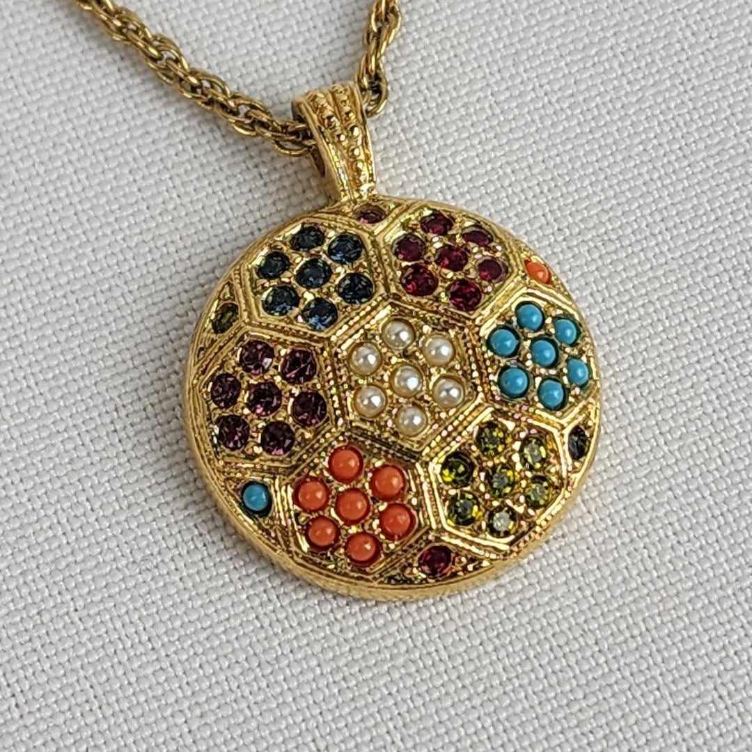 D'ORLAN Gold Plated Swarovski Crystal Pendant Chain Necklace - Etsy