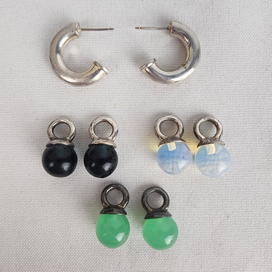 Sterling Silver Hoop Interchangeable Dangle Earrings - Etsy