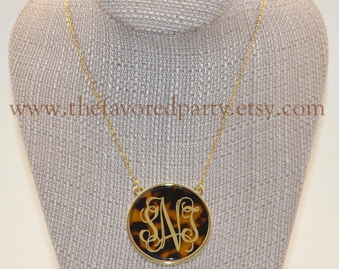 Monogrammed Tortoise Necklace - Etsy