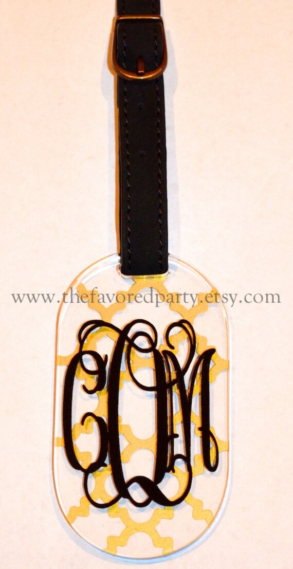 Items similar to Monogrammed Acrylic Luggage Tag on Etsy