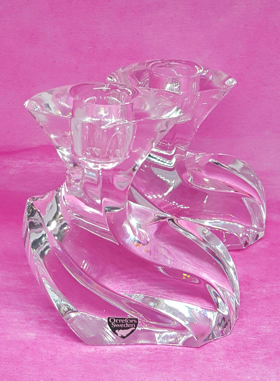 Vintage Orrefors Heavy Crystal Candle Stick Holders Pair of Crystal ...